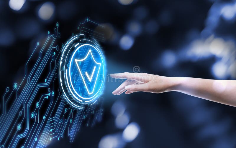 Quality Control Service. Woman Using Virtual Screen Stock Image - Image ...