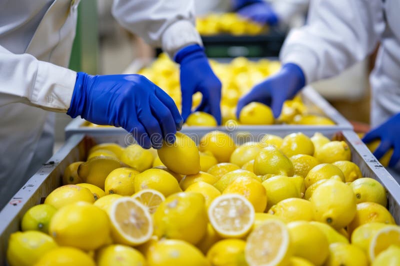 Quality Control Staff Verifying Lemon Sizes Stock Illustration ...