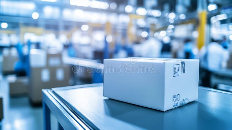 Quality Control Stamp on Package in Busy Distribution Warehouse Stock ...