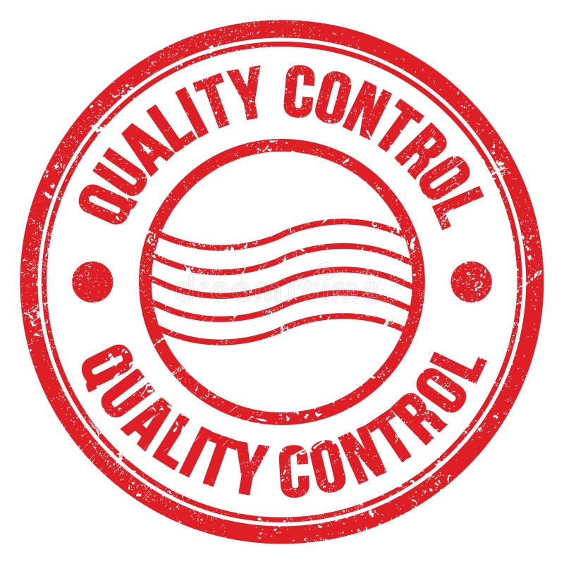 QUALITY CONTROL Text Written on Red Round Postal Stamp Sign Stock ...