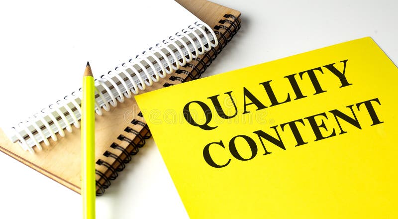 QUALITY CONTROL Text on Yellow Paper with Notebooks Stock Image - Image ...
