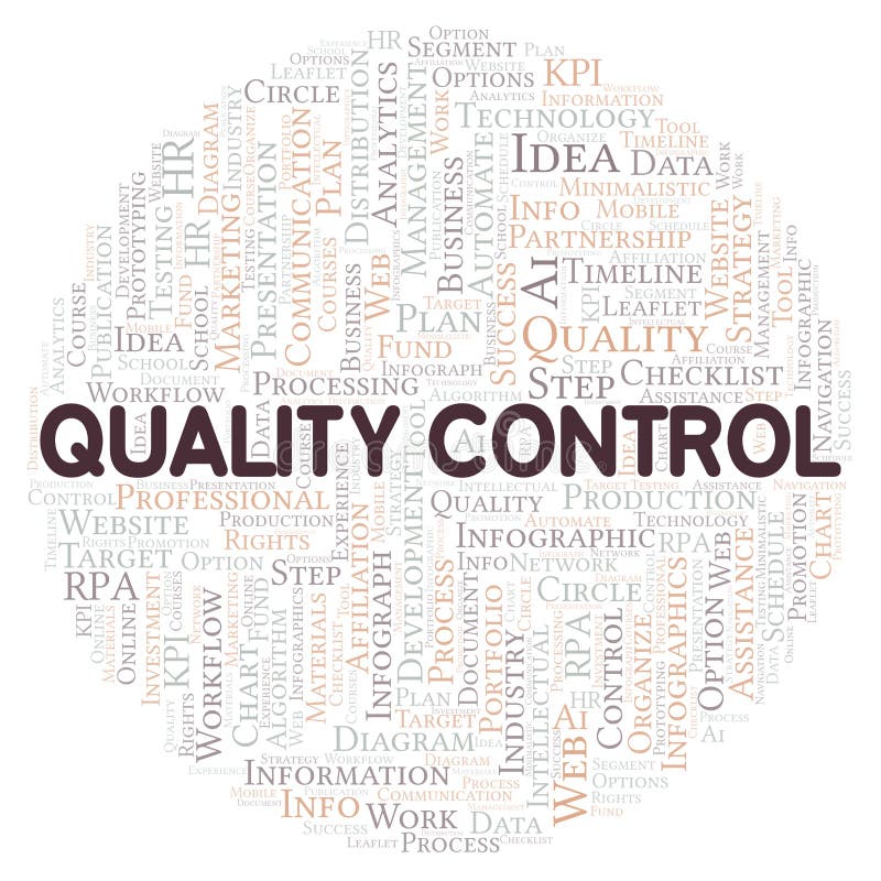 Quality Control Typography Word Cloud Create with the Text only. Stock ...