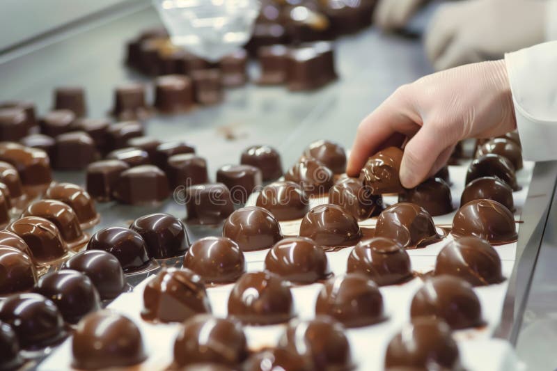 Quality Controller Documenting Texture of Chocolates Stock Photo ...