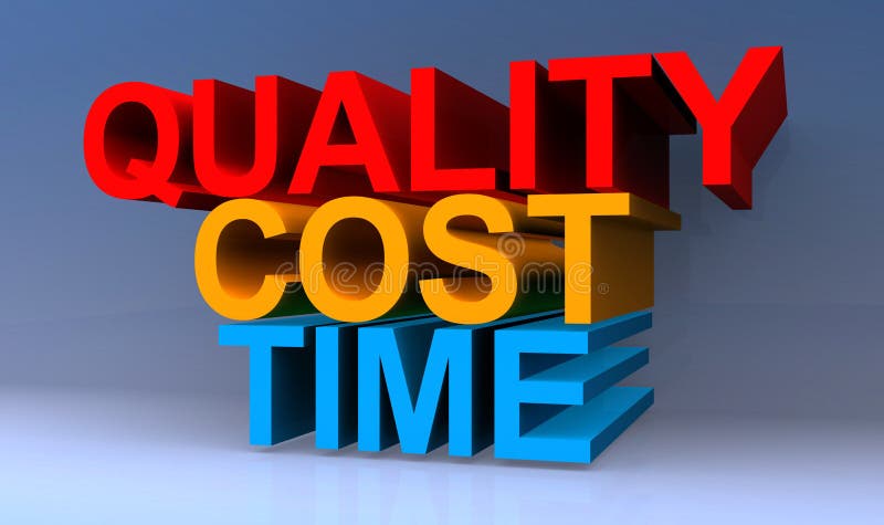 Quality cost time on blue stock illustration. Illustration of business ...