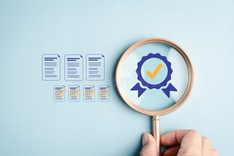 Quality Document Check Verification Process with a Magnifying Glass ...