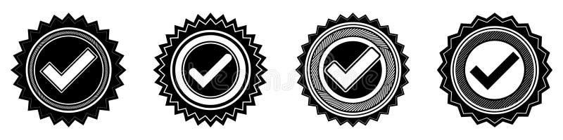 Quality Icon. Set of Drawn Quality Marks with Checkmark, Representing ...
