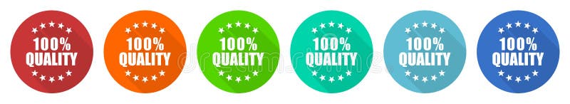 Quality Icon Set, Flat Design Vector Illustration in 6 Colors Options ...