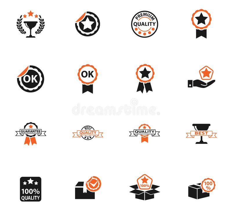 Quality icon set stock illustration. Illustration of certificate ...
