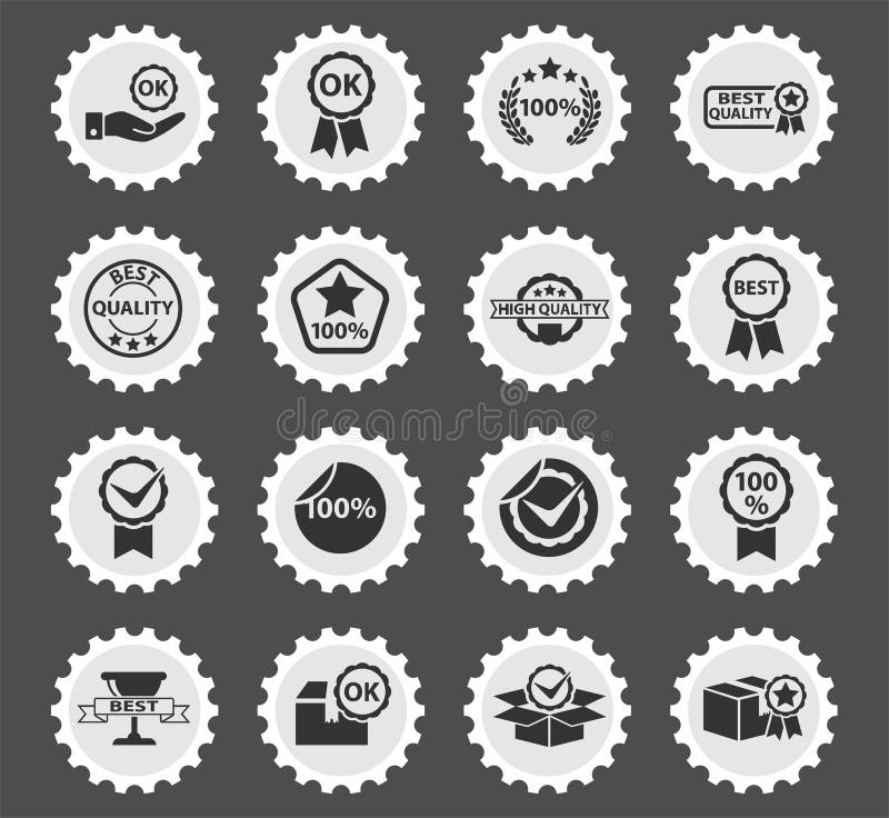 Quality icon set stock illustration. Illustration of emblem - 128424854