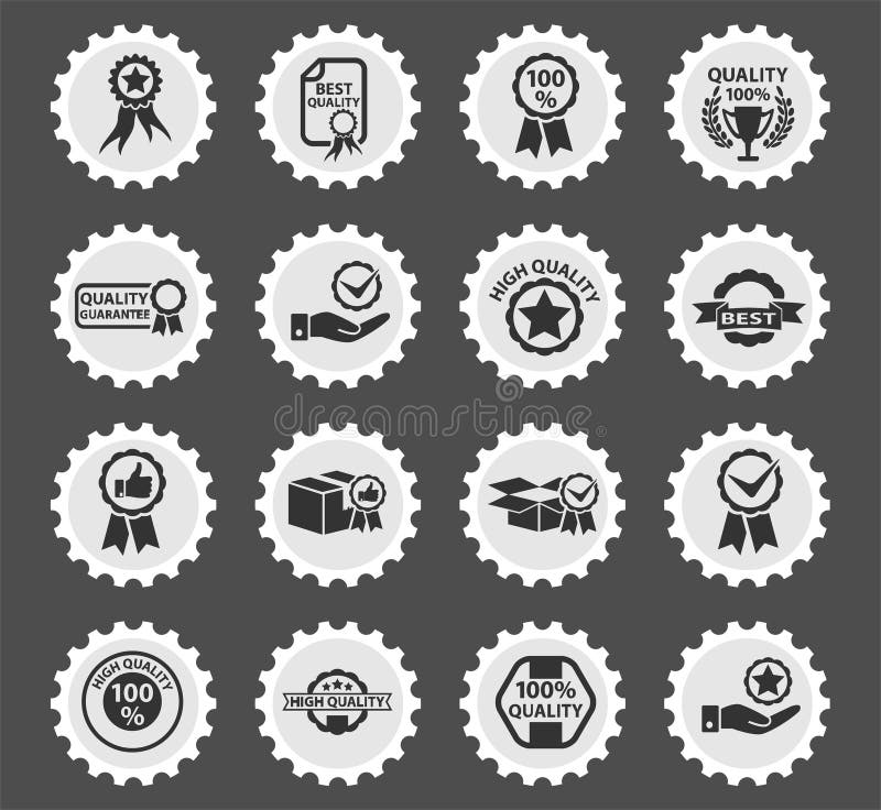 Quality icon set stock vector. Illustration of approval - 128427958