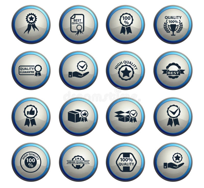 Quality icon set stock vector. Illustration of certificate - 127750843