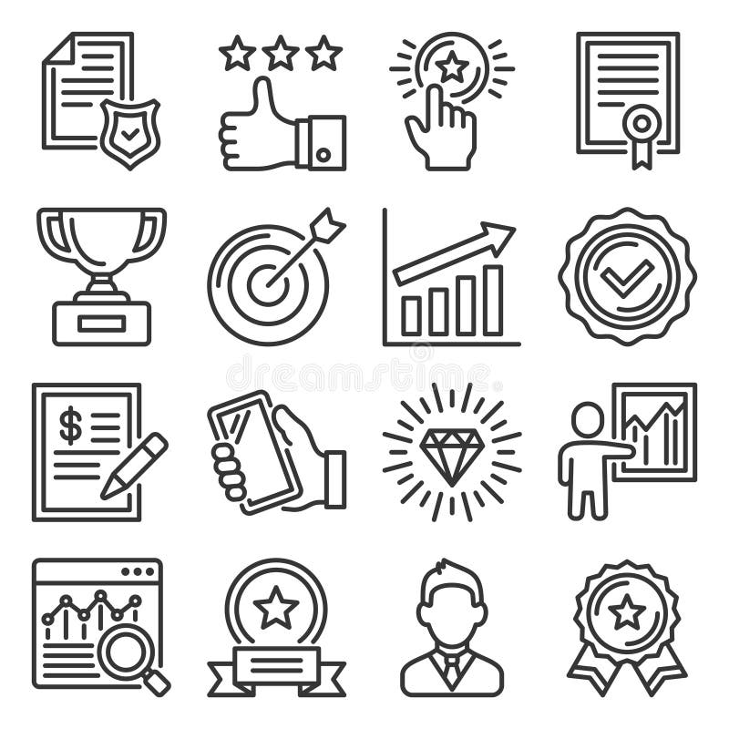 Quality Icons Set on White Background. Vector Stock Vector ...