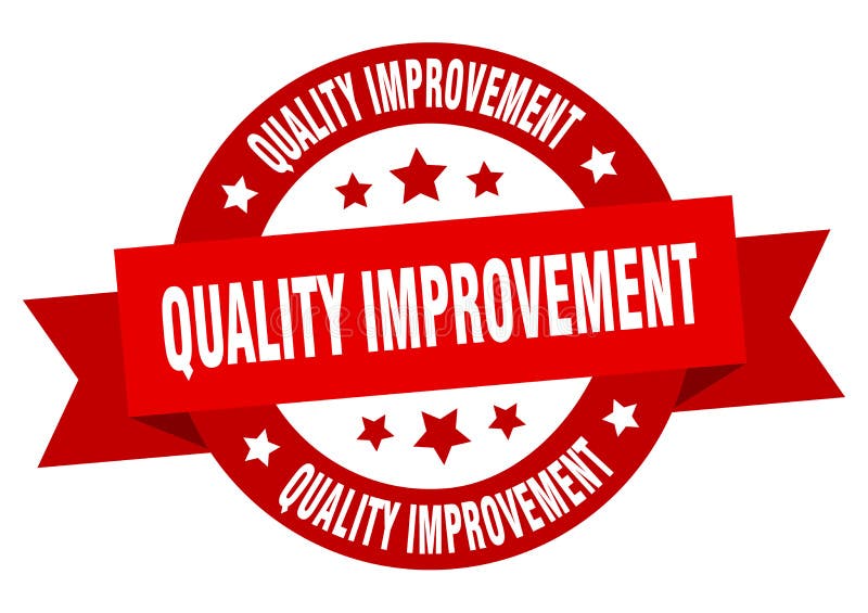 Quality Improvement Round Ribbon Isolated Label. Quality Improvement ...