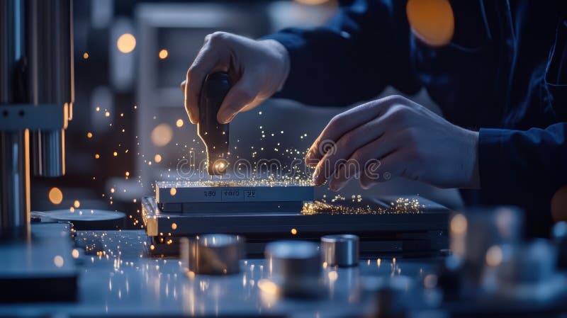 A Quality Inspector Using a Handheld Measurement Tool To Check the ...