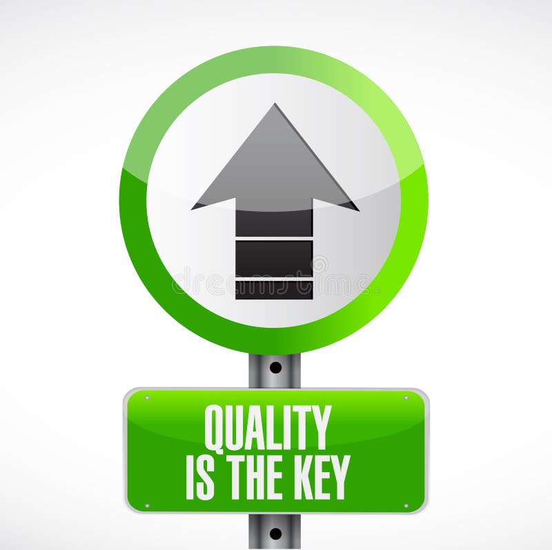 Quality is the Key Road Sign Concept Stock Illustration - Illustration ...