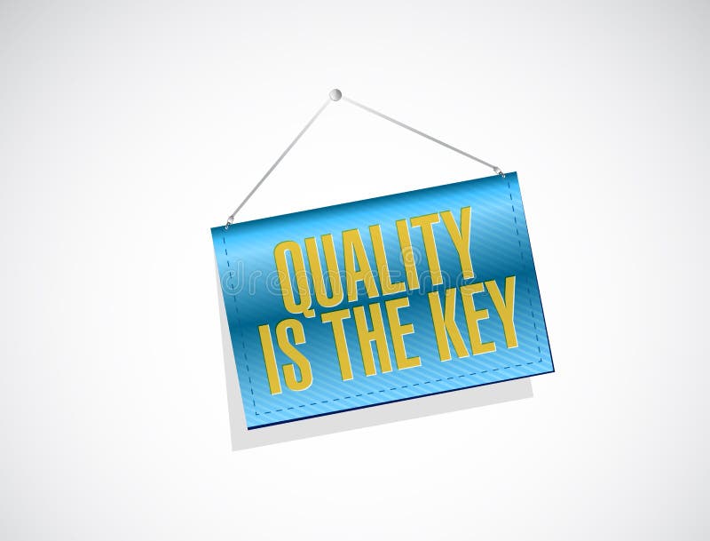 Quality is the Key Hanging Banner Sign Concept Stock Illustration ...
