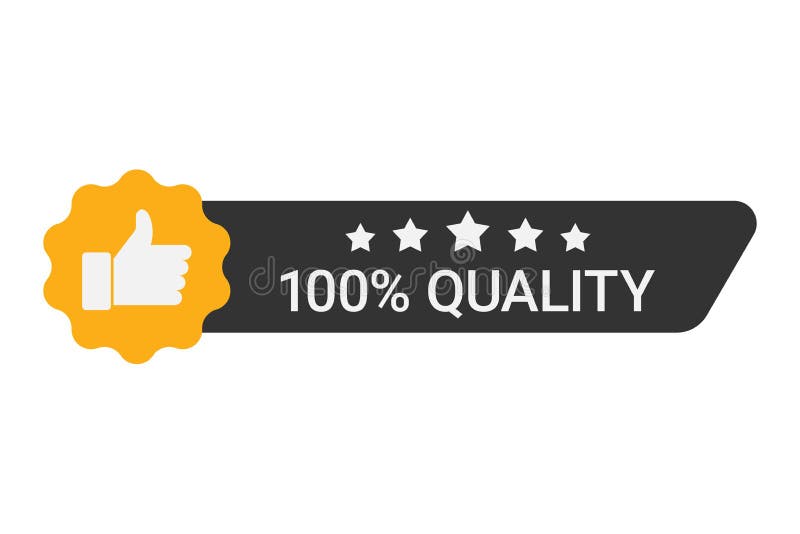 100 Quality Label with Five Stars and Thumbs Up Stock Vector ...