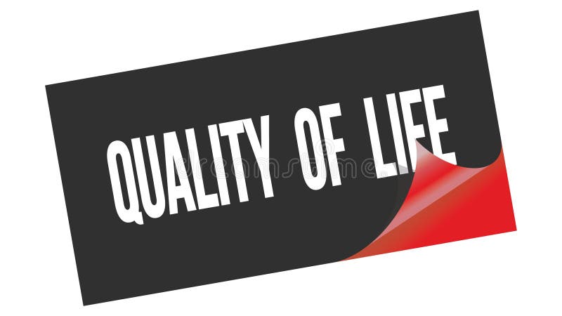 QUALITY of LIFE Text Written on Blue Vintage Round Stamp Stock ...