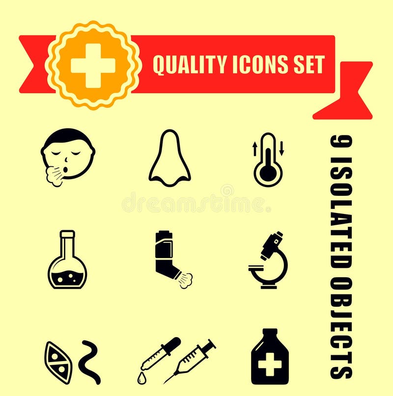 Quality Medical Illness Icons Stock Vector - Illustration of quarantine ...