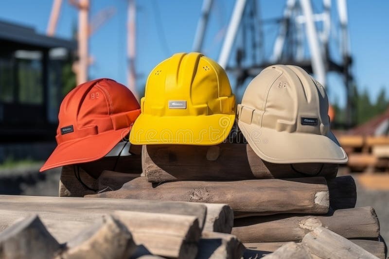 Quality Multicolored Safety Construction Worker Helmets for Teamwork and Safety at Work Stock ...