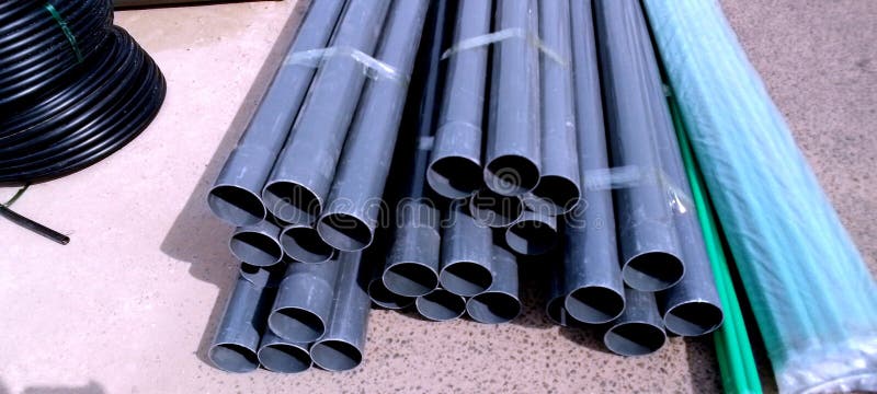 Stacked of pvc pipe stock image. Image of pipeline, plastic - 297830559