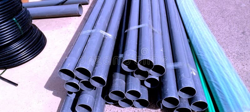 Stacked of pvc pipe stock photo. Image of pipes, closeup - 297830588