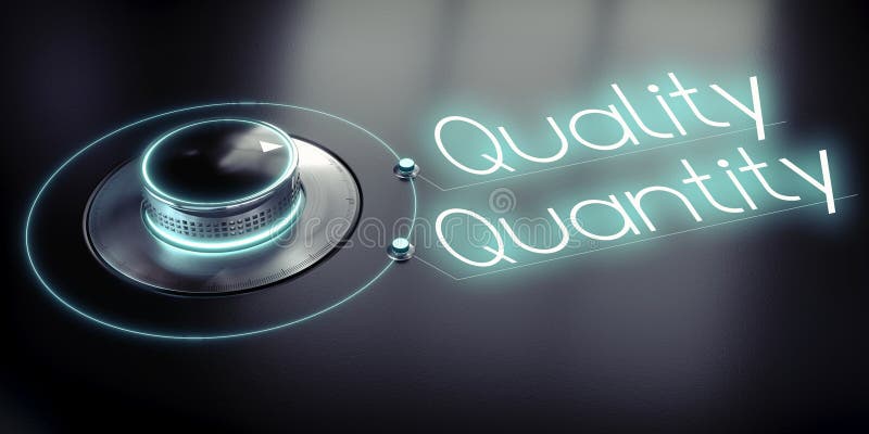 Quality, Quantity - Rotary Knob and Glowing Words Stock Illustration ...
