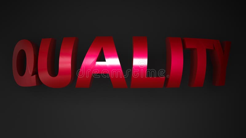 QUALITY Red Write on Black Background - 3D Rendering Illustration Stock ...