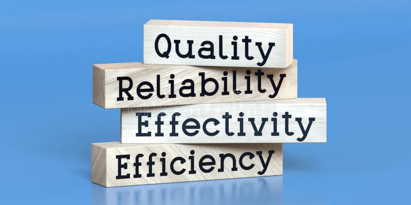 Quality, Reliability, Effectivity, Efficiency - Words on Wooden Blocks ...