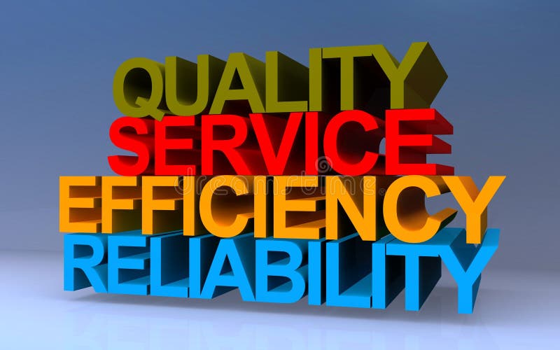 Quality Service Efficiency Reliability on Blue Stock Illustration ...