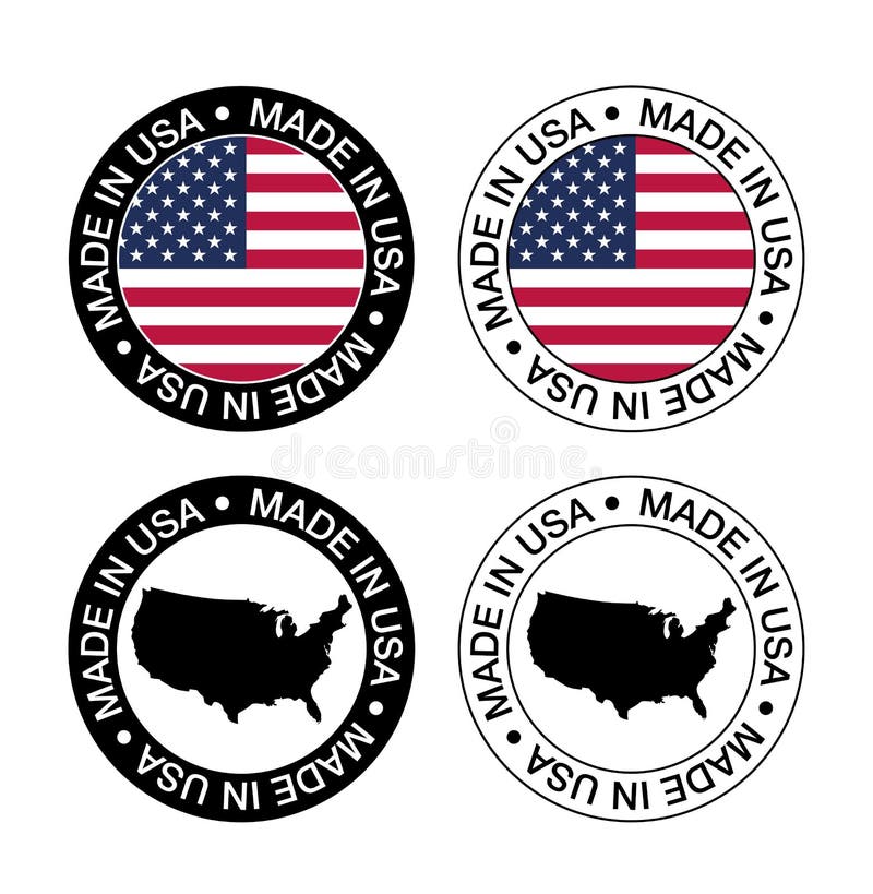 Set of Made in the USA Labels, Made in the USA, USA Flag, Product ...