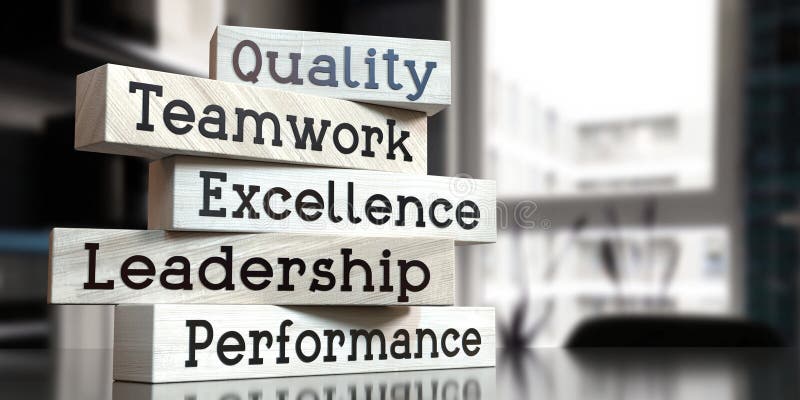 Quality, Excellence, Performance, Teamwork, Leadership - Wooden ...