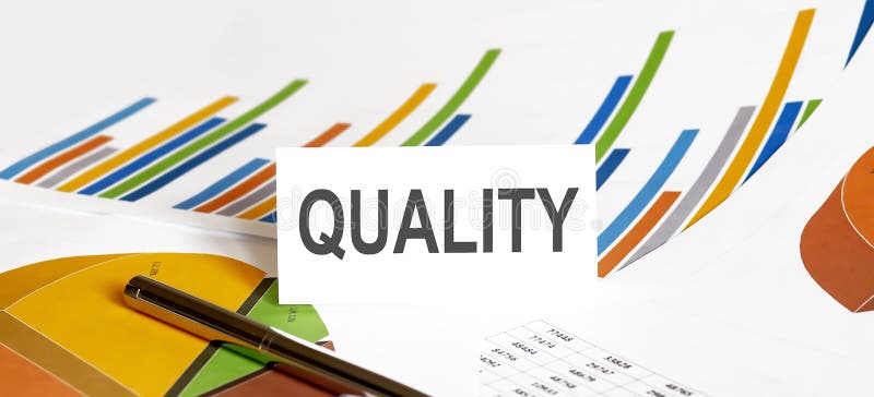 QUALITY Text on Paper on Chart Background with Pen Stock Image - Image ...