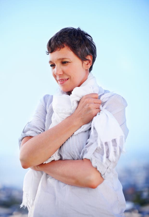 Quality Time. Beautiful Mature Female Spending Quality Time Outdoors ...