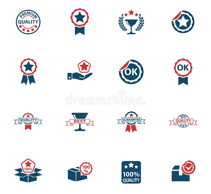 Quality icon set stock vector. Illustration of approval - 121842193