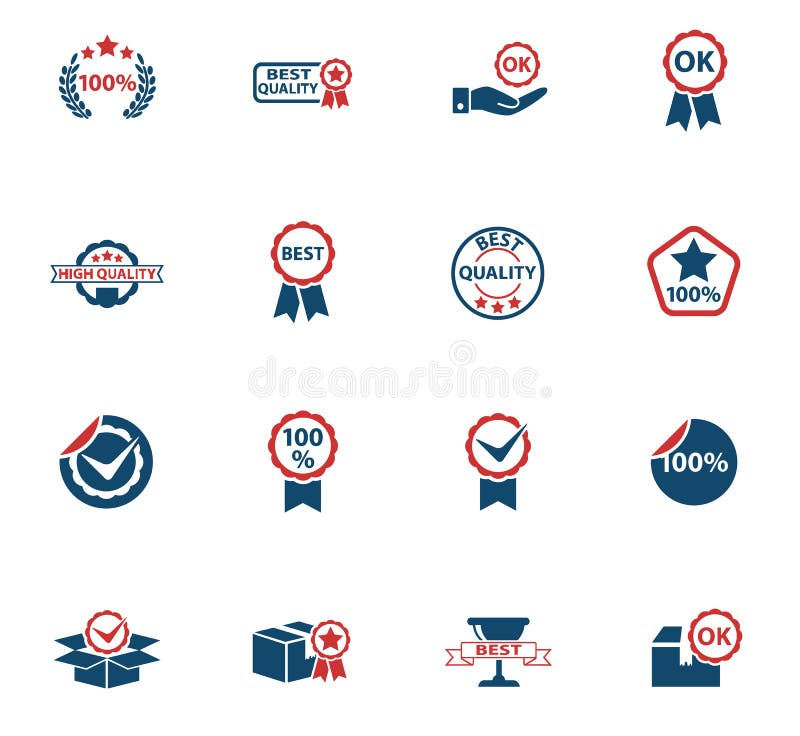 Quality icon set stock vector. Illustration of certificate - 121842203