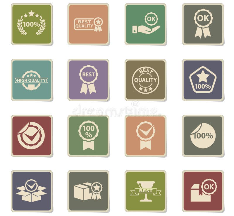 Quality icon set stock illustration. Illustration of advantage - 128424827
