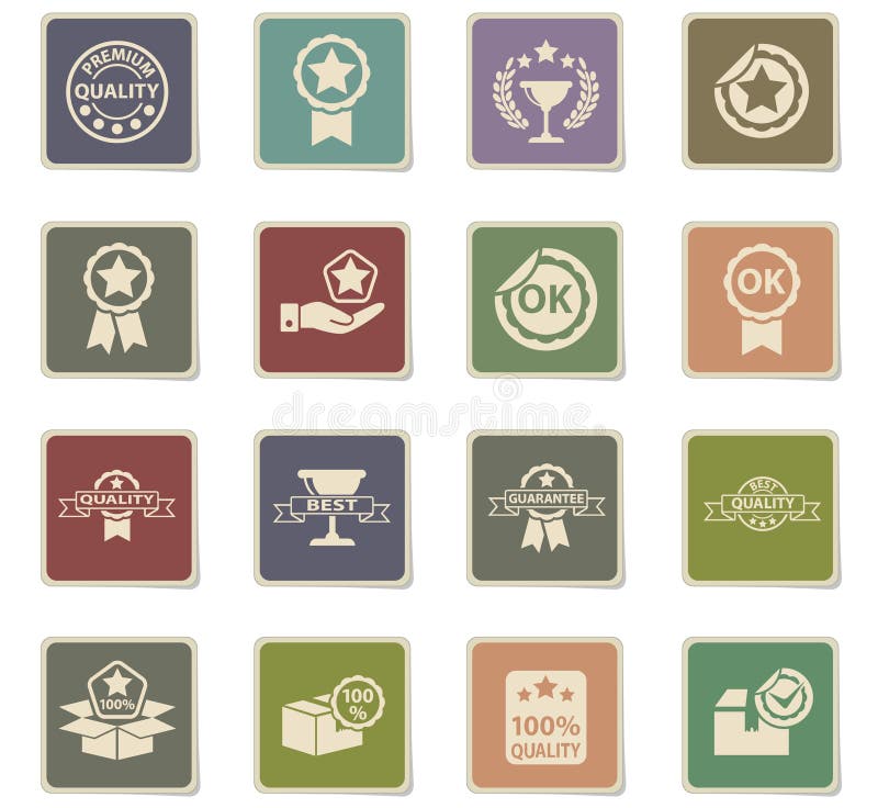 Quality icon set stock illustration. Illustration of advantage - 128424827