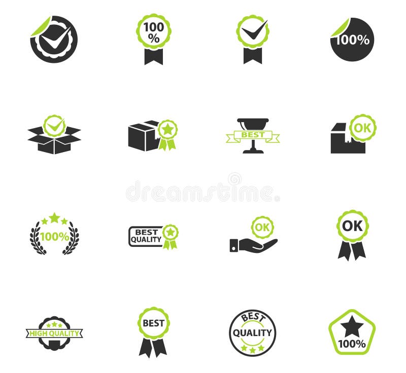 Quality icon set stock vector. Illustration of certificate - 122008567