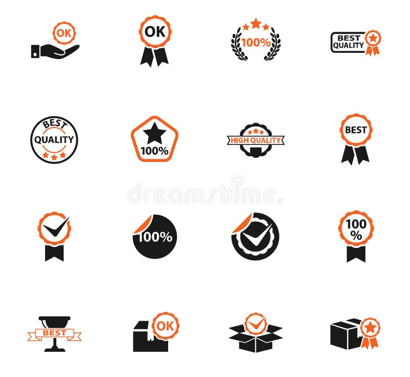 Quality icon set stock vector. Illustration of golden - 127750831