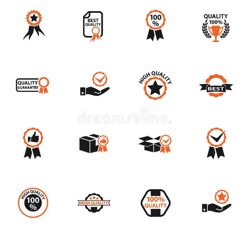 Quality icon set stock vector. Illustration of label - 123419678