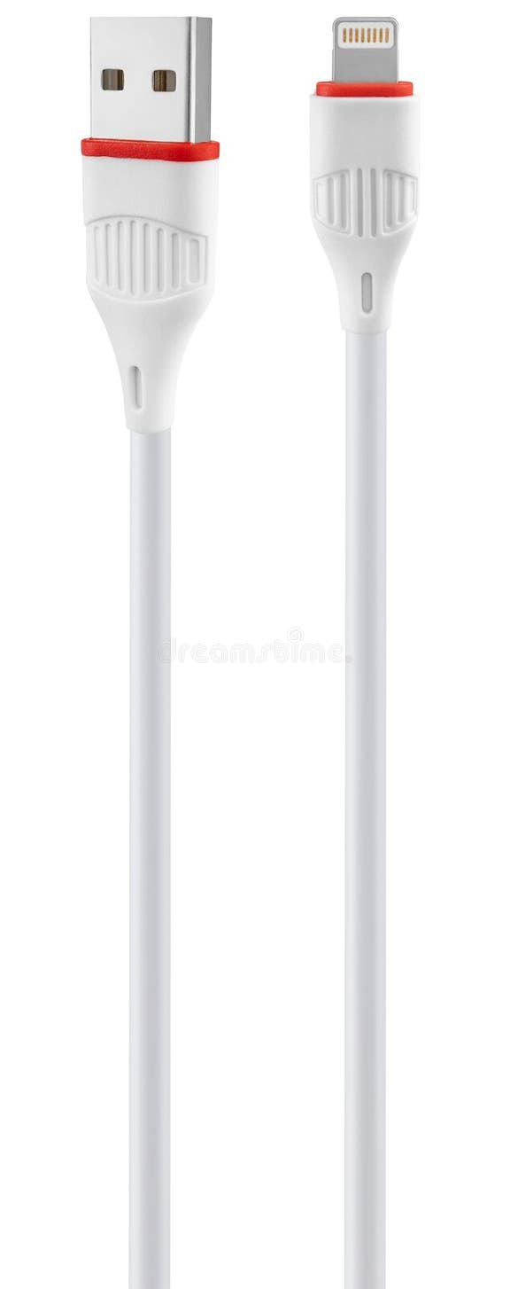 Quality White Cable with USB and Lightning Connectors. Stock Photo ...