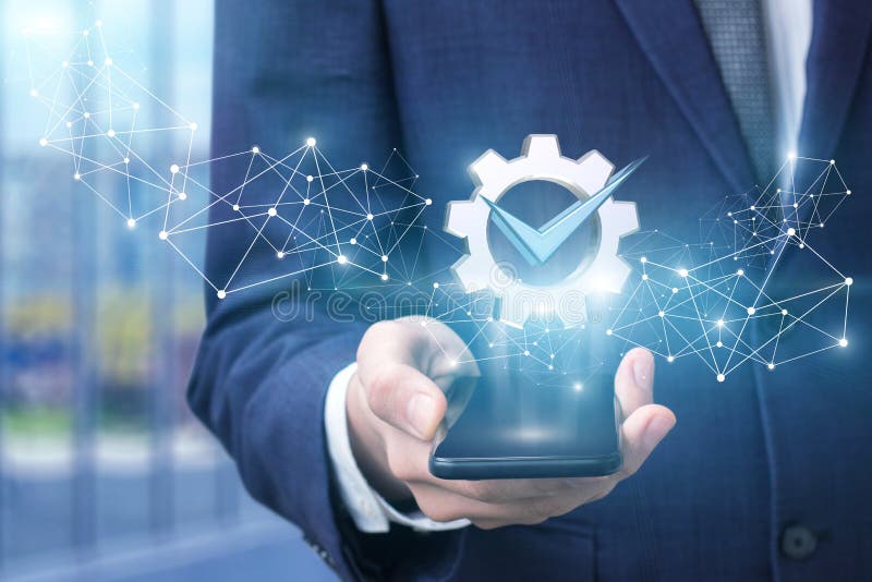 Quality of the Work Using a Mobile Device. Stock Image - Image of ...