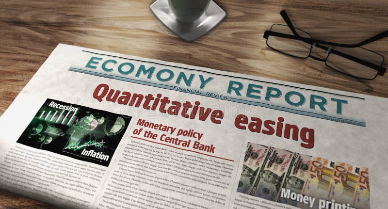 Quantitative Easing Crisis and Inflation Newspaper on Table Stock ...