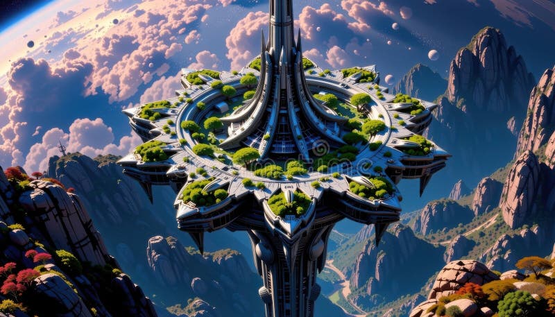 The Quantum Bloom Spire, an Orbital Megastructure Shaped Like a ...