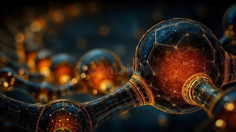 Quantum Bonds: Geometric Atoms in Molecular Web Stock Illustration ...