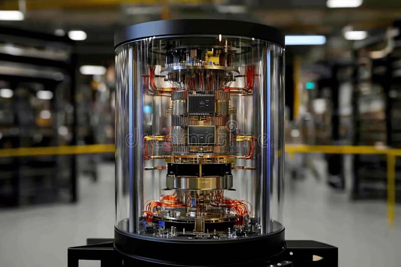 Quantum Chip Encased in Futuristic Glass Enclosure Stock Photo - Image ...