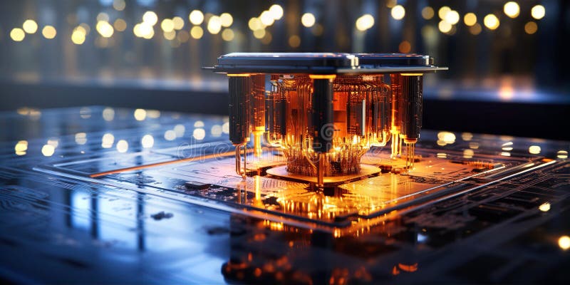 Quantum Chip, Part of Quantum Computer. How Quantum Technology May Look-like Stock Illustration ...