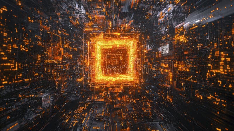 Quantum Chip Processing Data Stream in a Futuristic Environment Visual ...