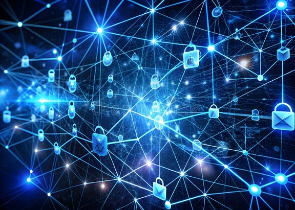 Quantum Communication Network Transmitting Secure Messages Stock Illustration - Illustration of ...